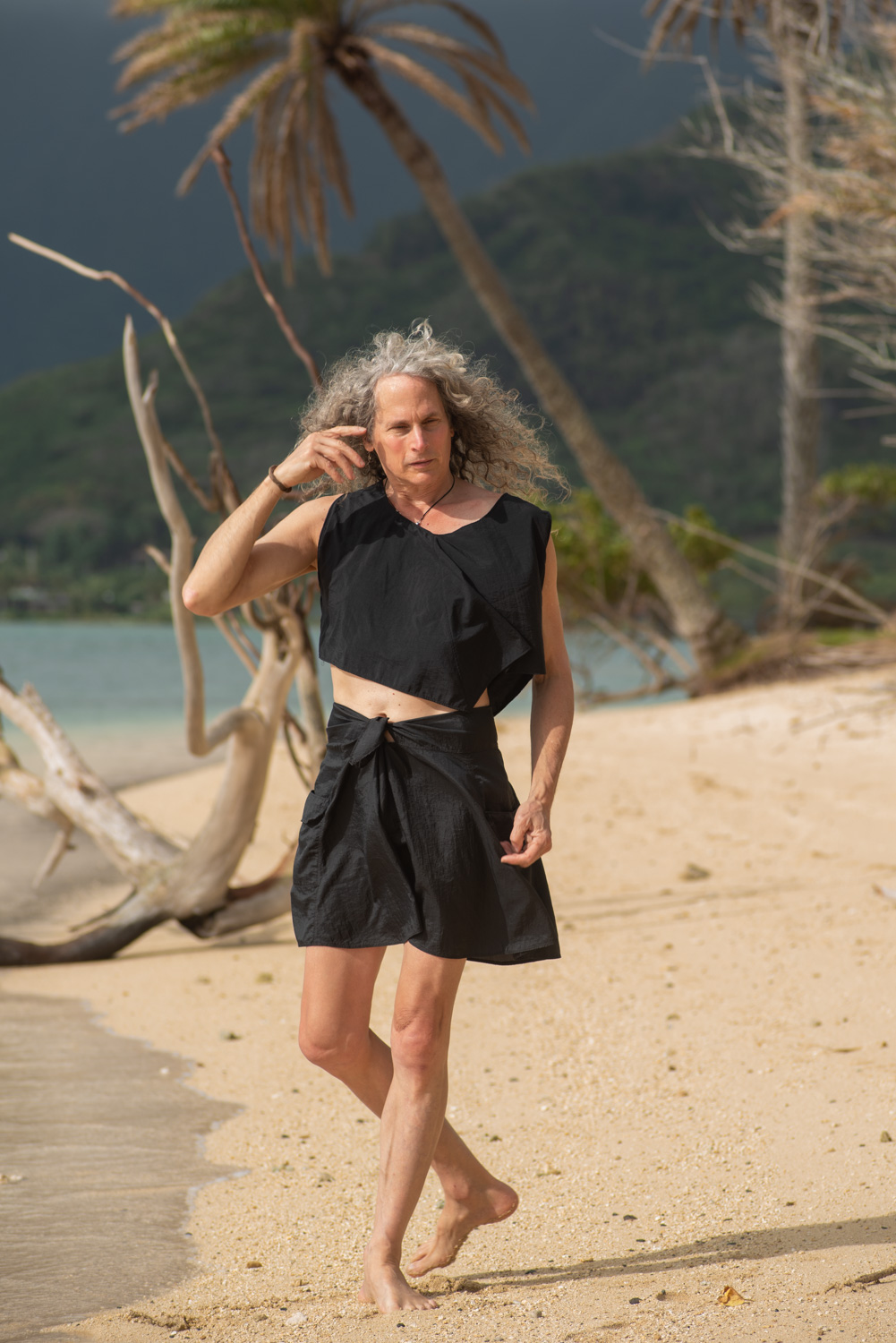 JDEZ Mens Cargo Kilt-Short with Cropped Diagonal Top